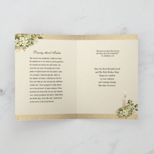 Catholic Sympathy Condolence Floral Rosary Card | Zazzle