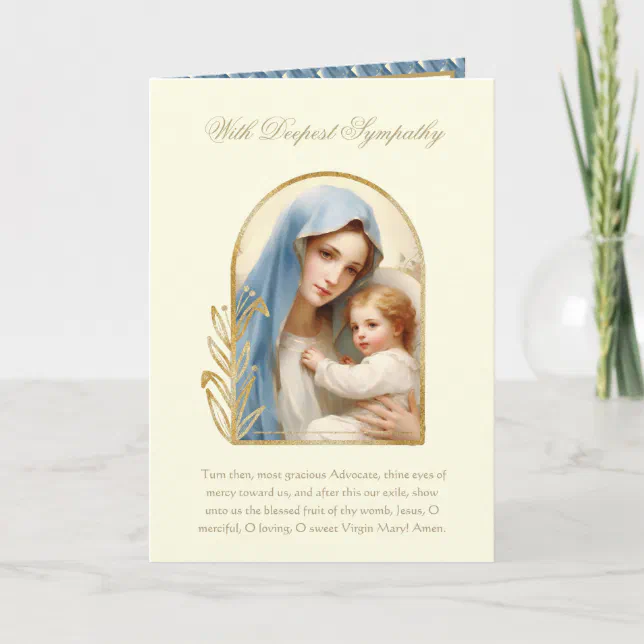 Catholic Sympathy Condolence Virgin Mary Card | Zazzle