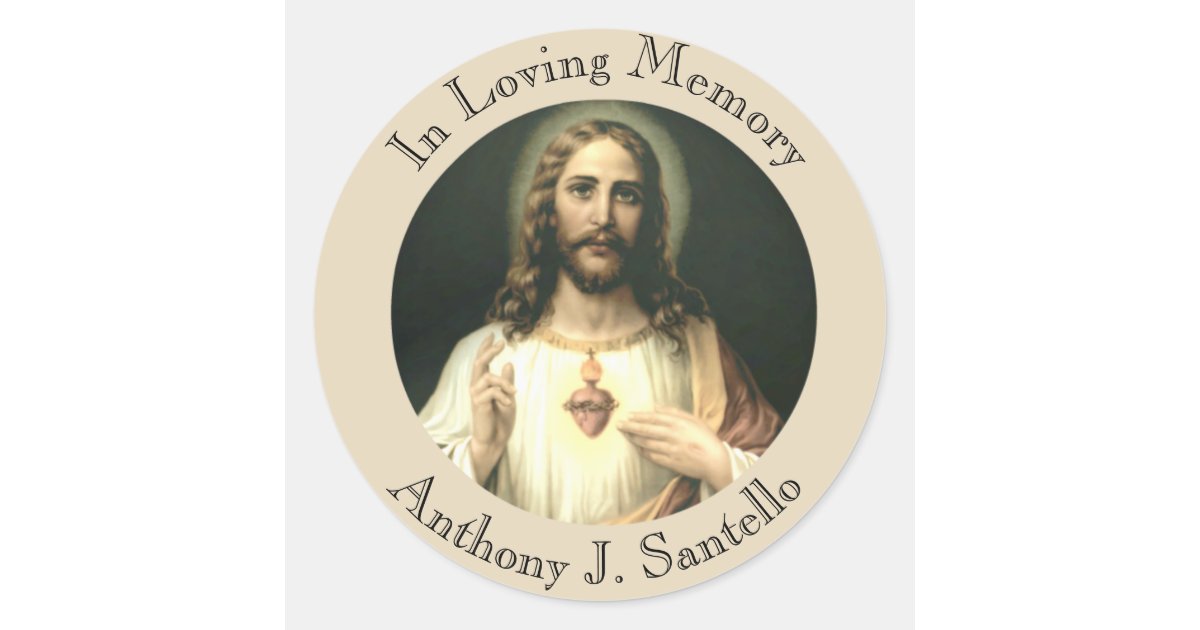 Catholic Sympathy Funeral Jesus Memorial Classic Round Sticker | Zazzle
