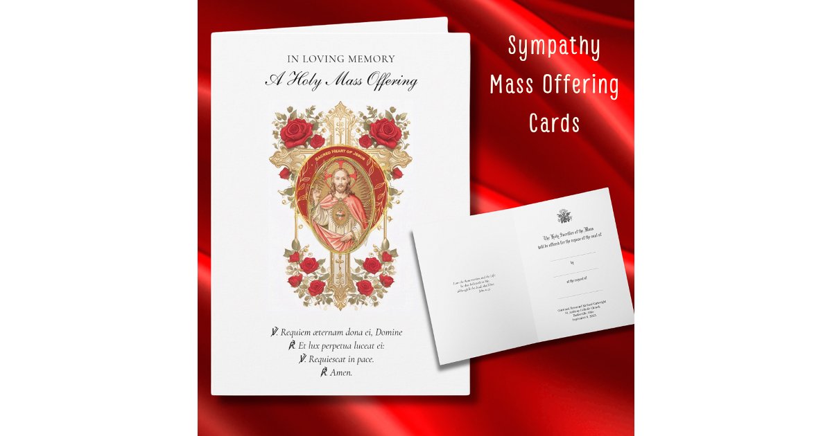 Catholic Sympathy Mass Offering Jesus Card | Zazzle