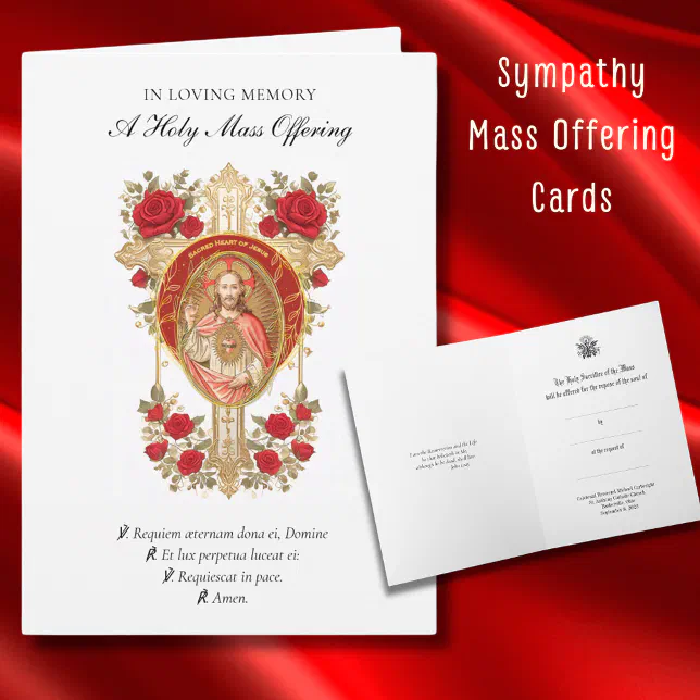 Catholic Sympathy Mass Offering Jesus Card | Zazzle