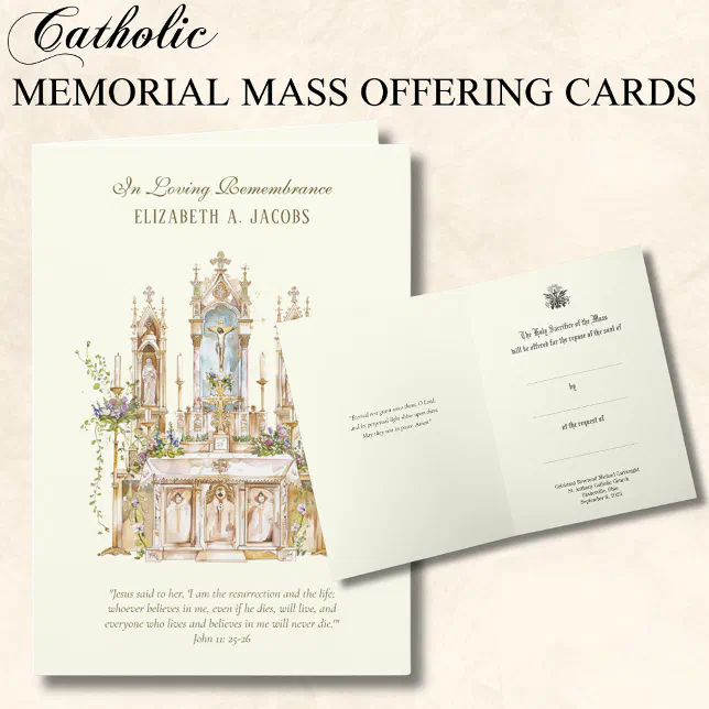 Catholic Sympathy Mass Offering Memorial Card | Zazzle
