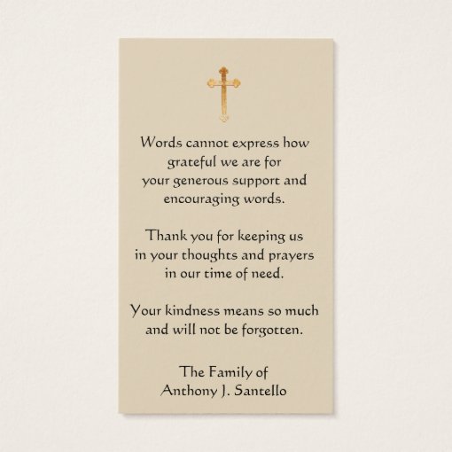 Catholic Sympathy Memorial Thank You Holy Card | Zazzle