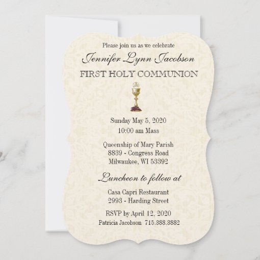 Catholic Vintage First Holy Communion Invitation | Zazzle