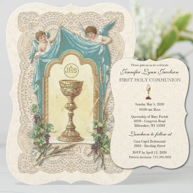 Catholic Vintage First Holy Communion Invitation | Zazzle