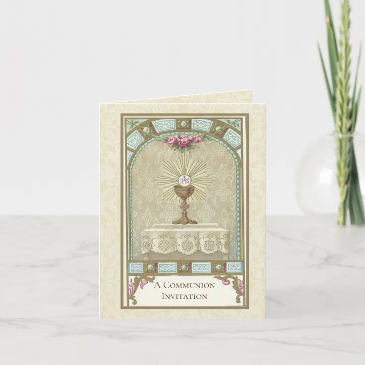 Catholic Vintage First Holy Communion Invitation | Zazzle