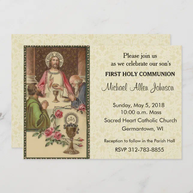 Catholic Vintage First Holy Communion Invitations | Zazzle