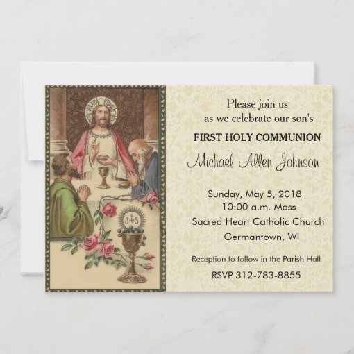 Catholic Vintage First Holy Communion Invitations | Zazzle