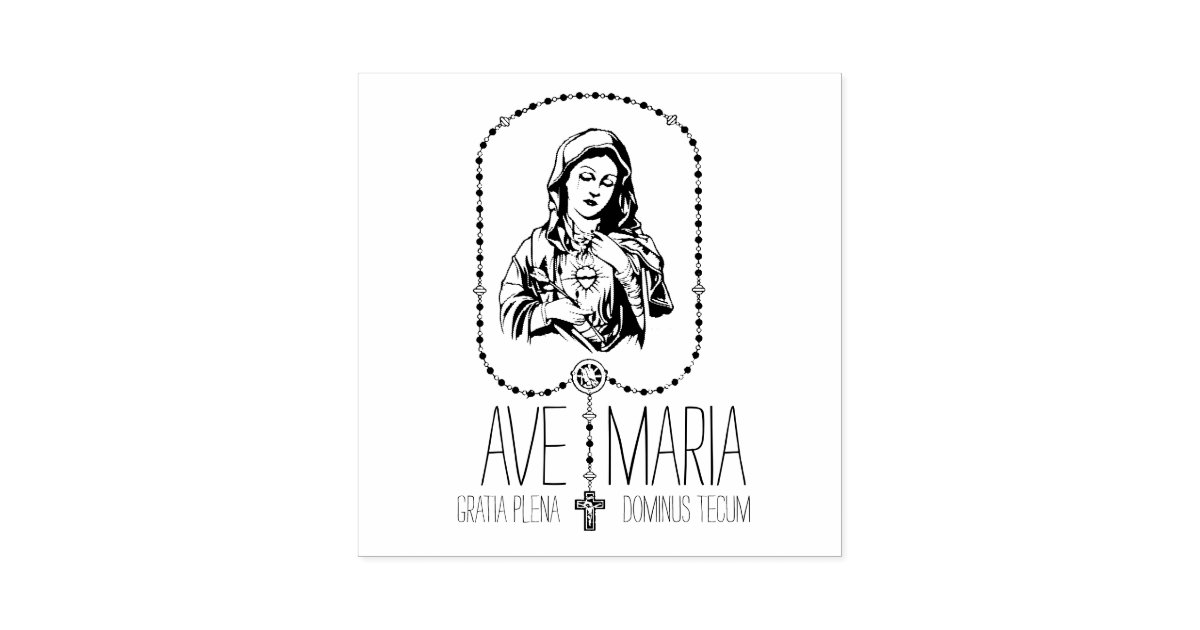 Catholic Virgin HAIL MARY Rosary Religious Rubber Stamp | Zazzle