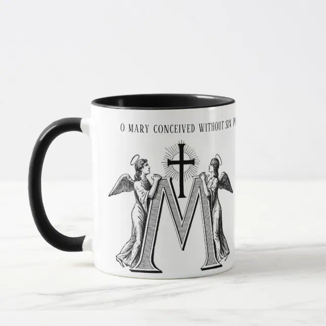 Catholic Virgin Mary Cross Angels Prayer Religious Mug | Zazzle