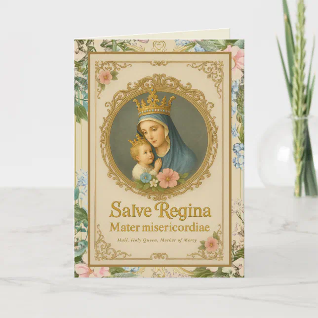 Catholic Virgin Mary Floral Birthday Card | Zazzle