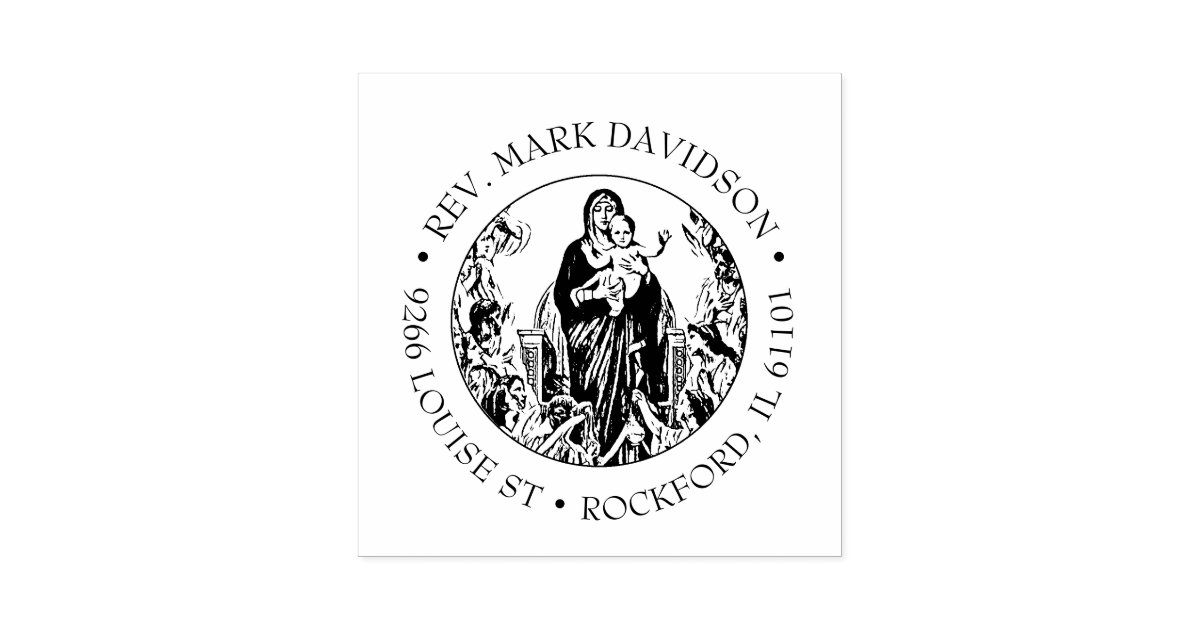 Catholic Virgin Mary Jesus Religious Address Rubber Stamp | Zazzle