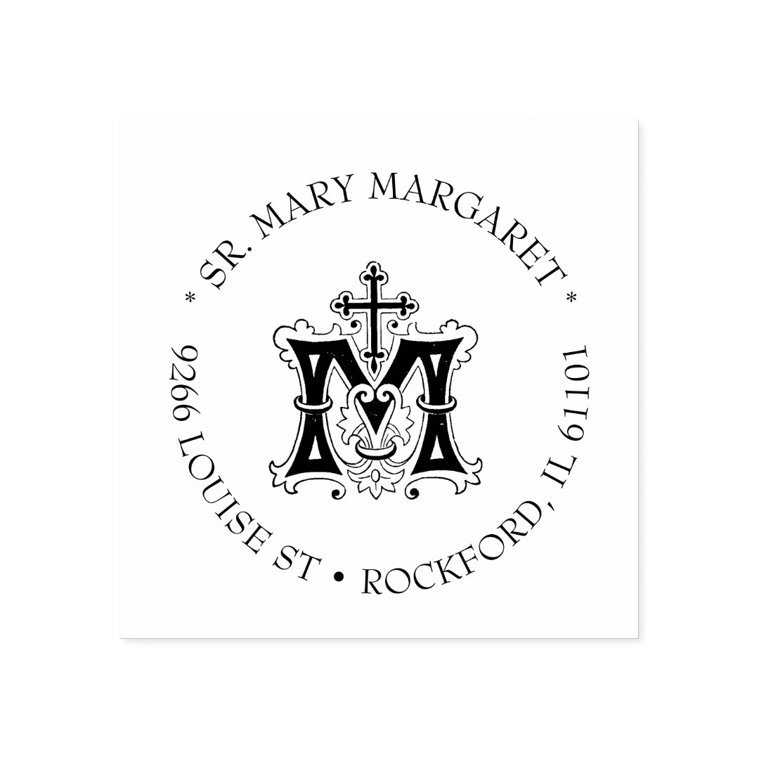 Catholic Virgin Mary Marian Symbol Religious Rubber Stamp | Zazzle