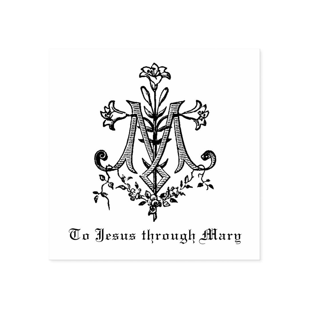 Catholic Virgin Mary Marian Symbol Rubber Stamp | Zazzle