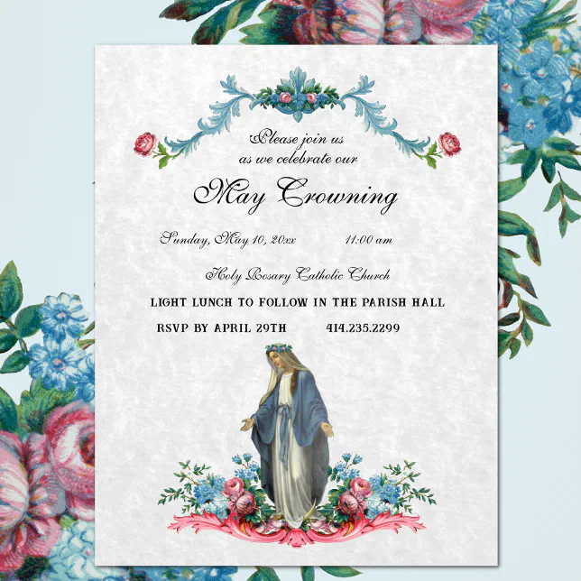 Catholic Virgin Mary May Crowning Religious Event Invitation | Zazzle