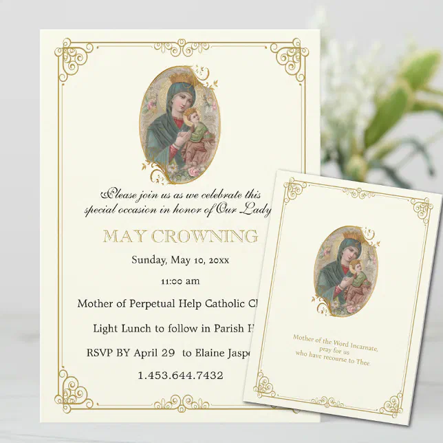 Catholic Virgin Mary May Crowning Religious Event Invitation | Zazzle