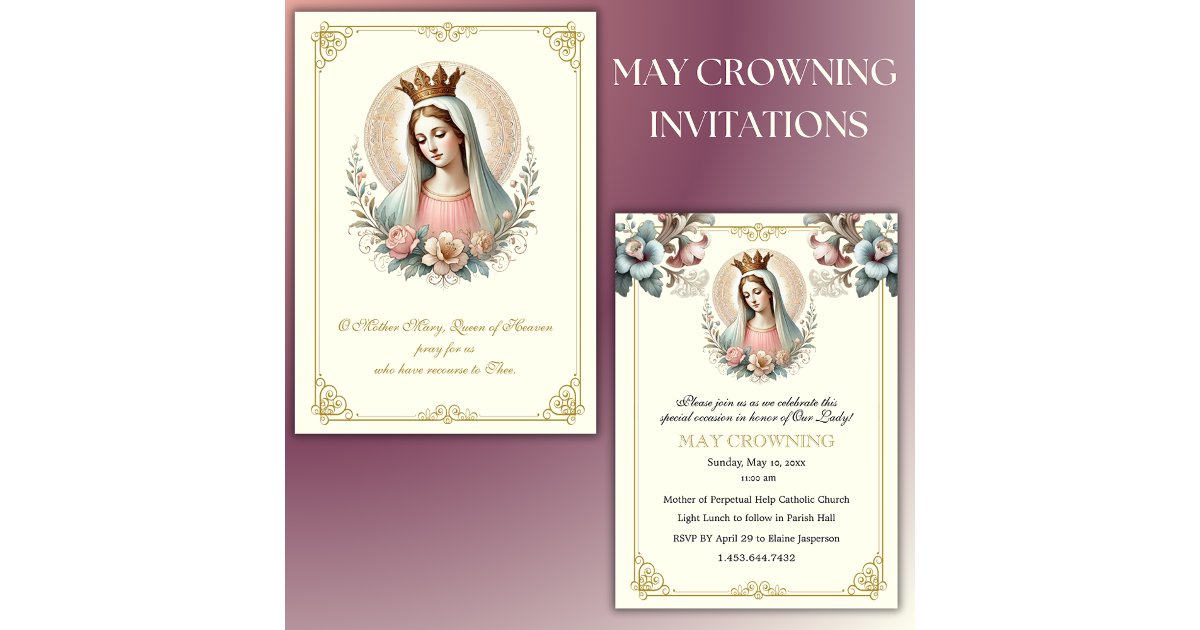 Catholic Virgin Mary May Crowning Religious Event Invitation | Zazzle