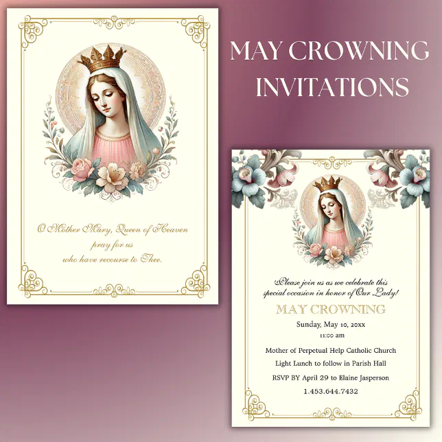 Catholic Virgin Mary May Crowning Religious Event Invitation | Zazzle