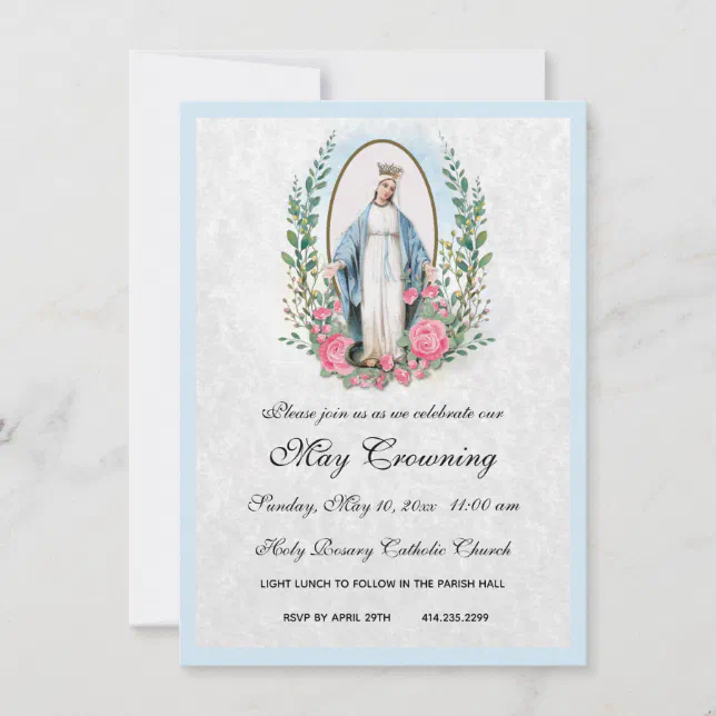 Catholic Virgin Mary May Crowning Religious Event Invitation | Zazzle
