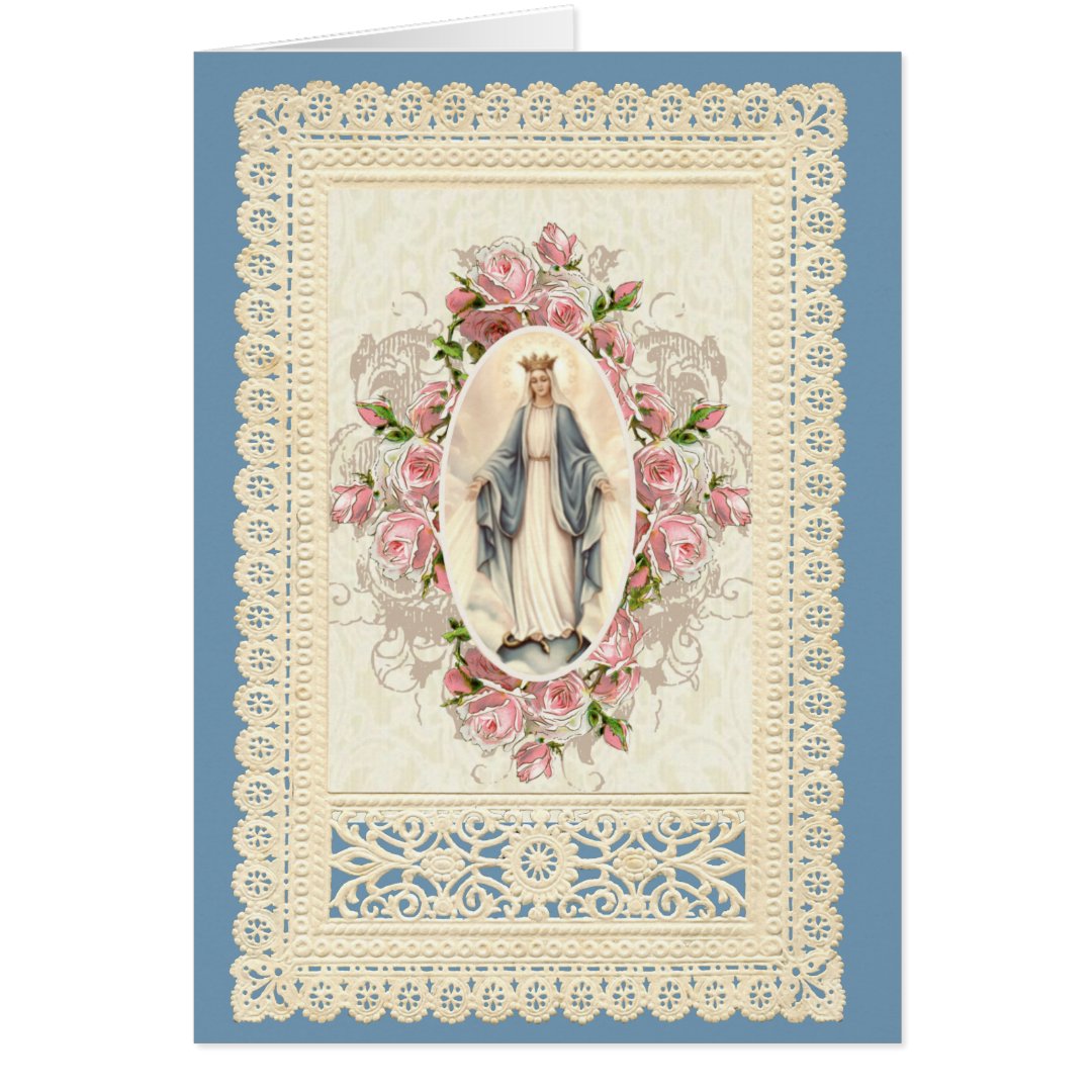 Catholic Virgin Mary Religious Floral Lace | Zazzle