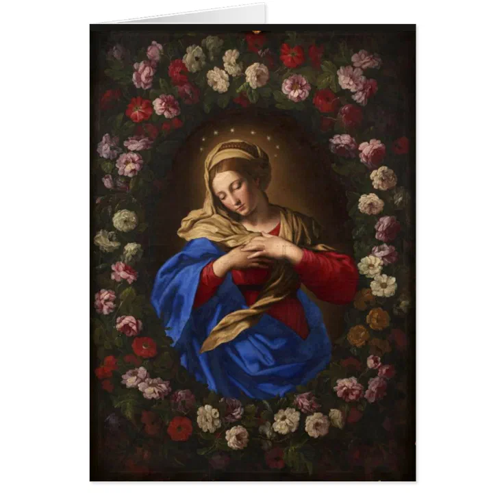 Catholic Virgin Mary Religious Garland Roses | Zazzle