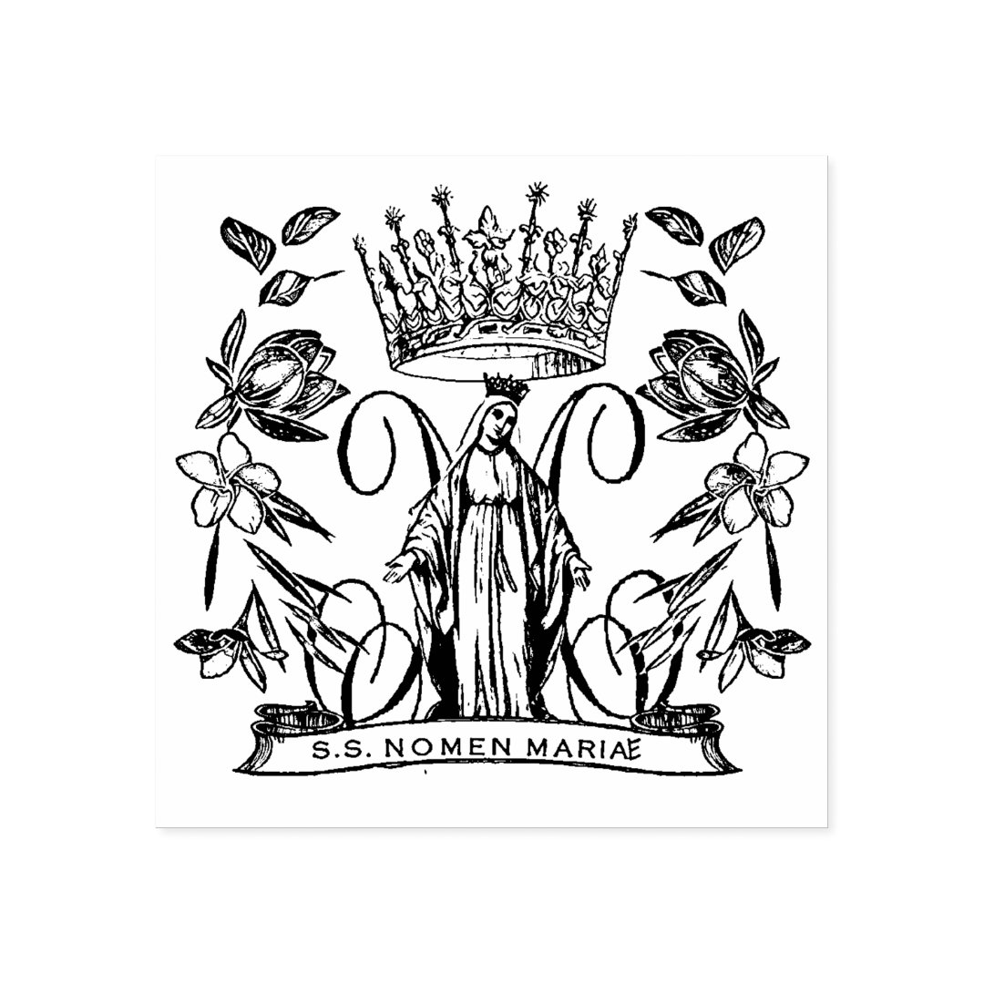 Catholic Virgin Mary Religious Queen of Heaven Rubber Stamp | Zazzle