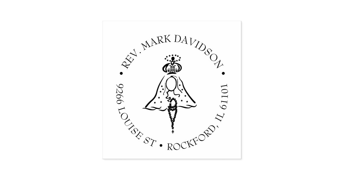 Catholic Virgin Mary Rosary Religious Address Rubber Stamp | Zazzle