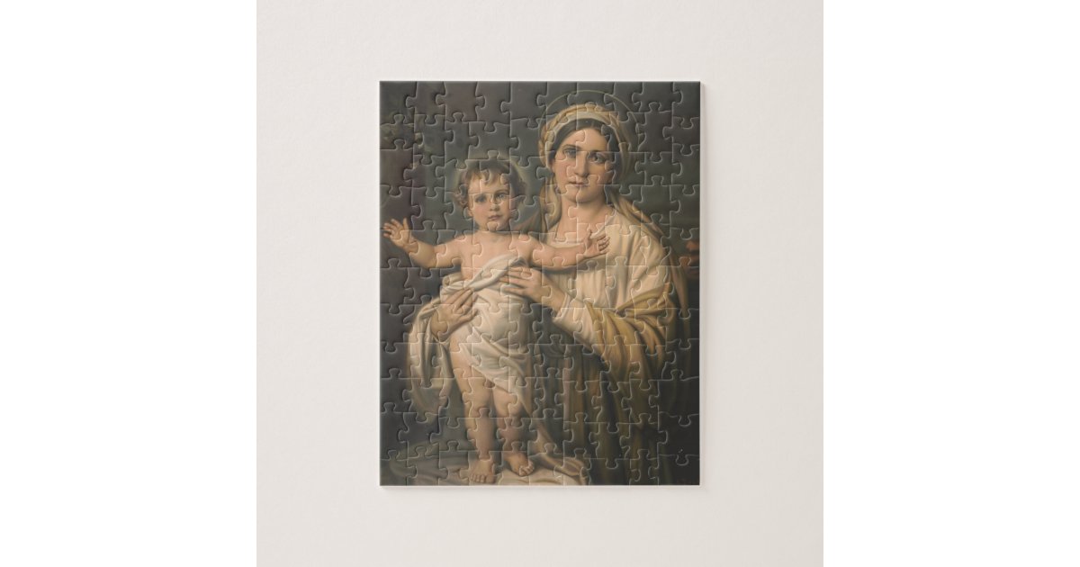 Catholic Virgin Mother Mary Jesus Religious Jigsaw Puzzle | Zazzle