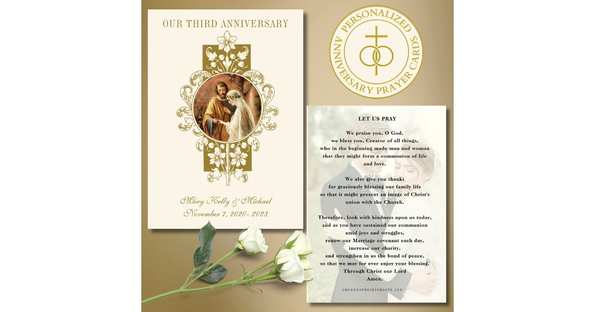 CATHOLIC WEDDING ANNIVERSARY PRAYER W/PHOTO ENCLOSURE CARD | Zazzle