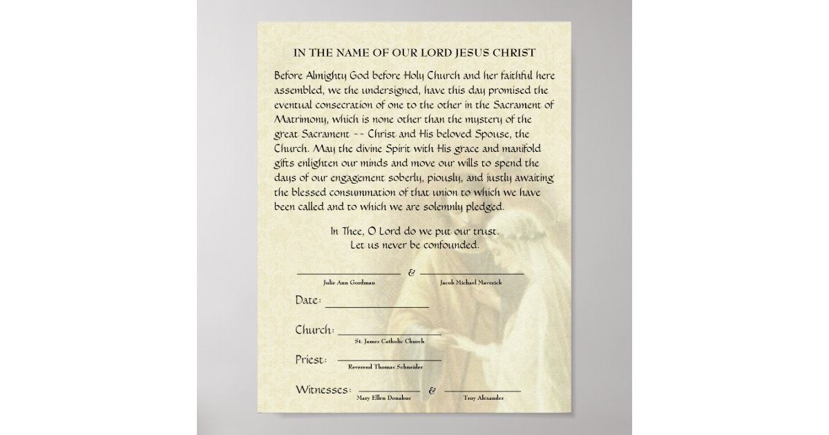 Catholic Wedding Engagement Betrothal Promise Poster | Zazzle