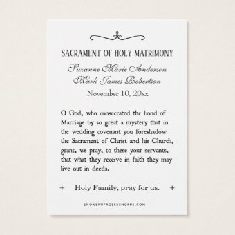 Catholic Wedding Favor Holy Card Bride Groom | Zazzle
