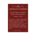 Catholic Wedding Favor Holy Card Damask Maroon | Zazzle