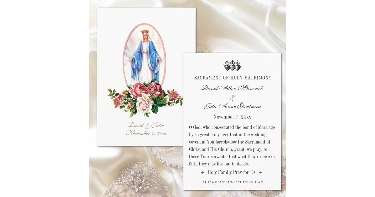 Catholic Wedding Holy Card Virgin Mary | Zazzle