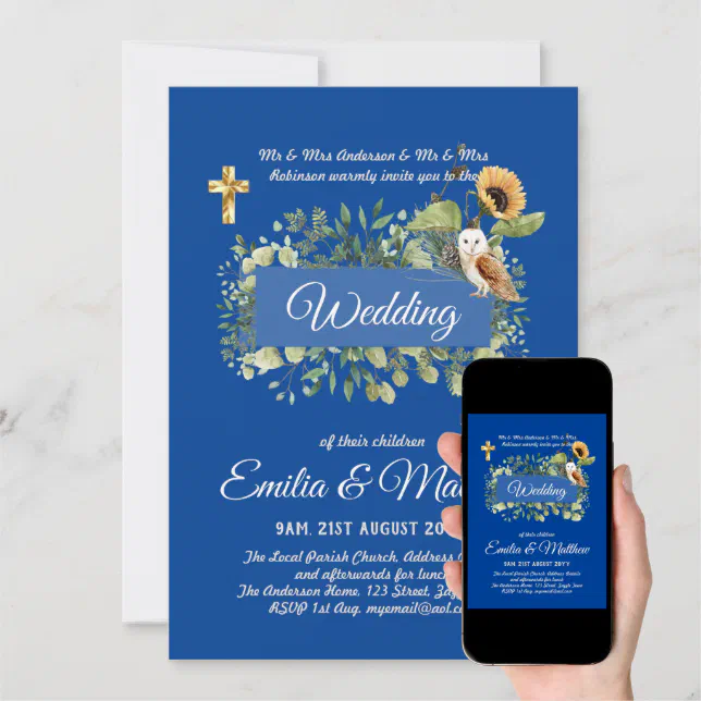 Catholic Wedding Invitations Floral Elegant Modern | Zazzle