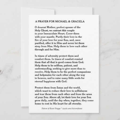 Catholic Wedding Prayer Card | Love Script Overlay | Zazzle
