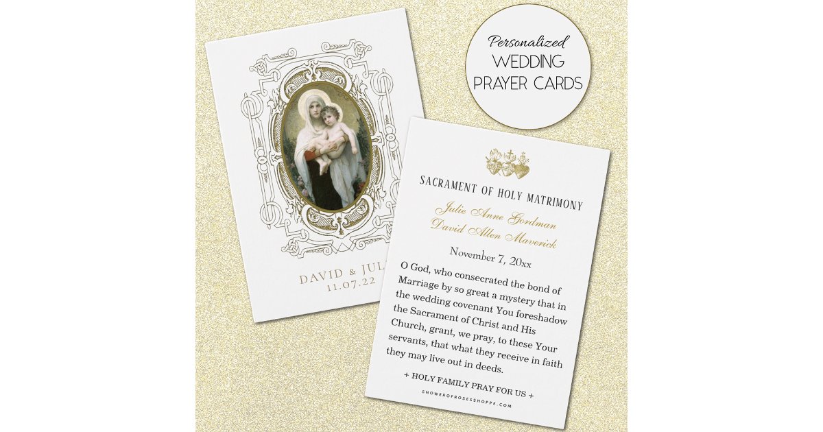 Catholic Wedding Prayer Card with Virgin Jesus | Zazzle