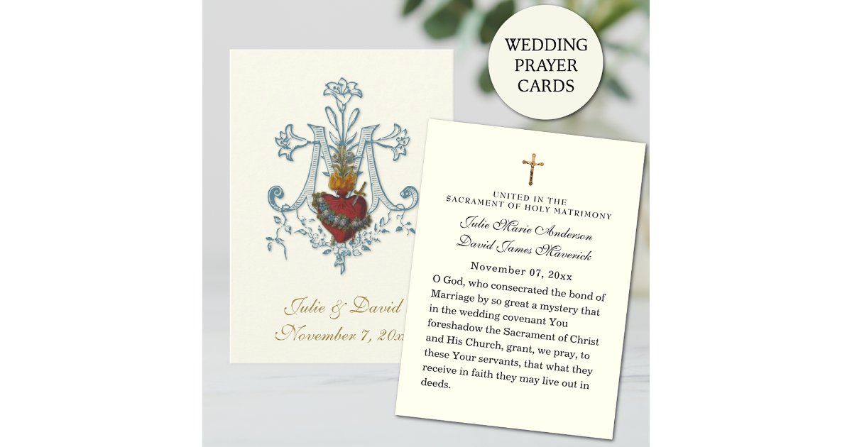 Catholic Wedding Prayer Mary Holy Card | Zazzle