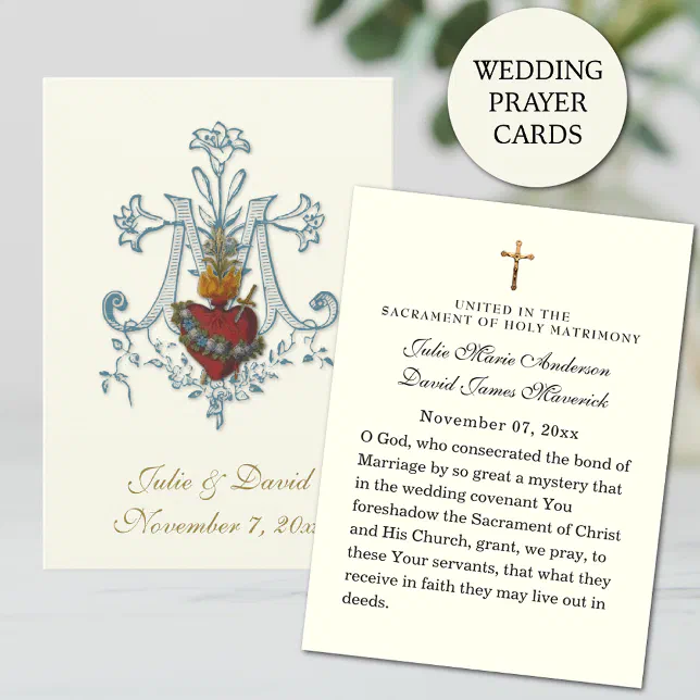 Catholic Wedding Prayer Mary Holy Card | Zazzle