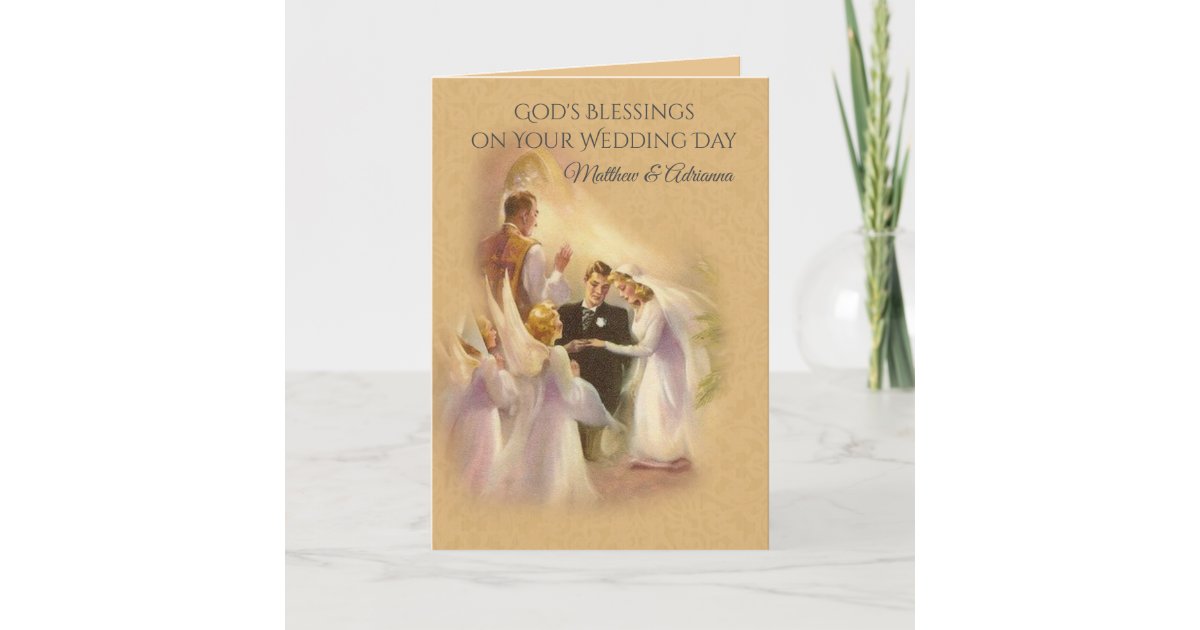Catholic Wedding Priest Angels Bride Groom Card | Zazzle