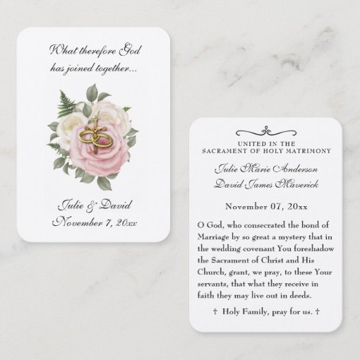 Catholic Wedding Rose Favor Holy Card | Zazzle