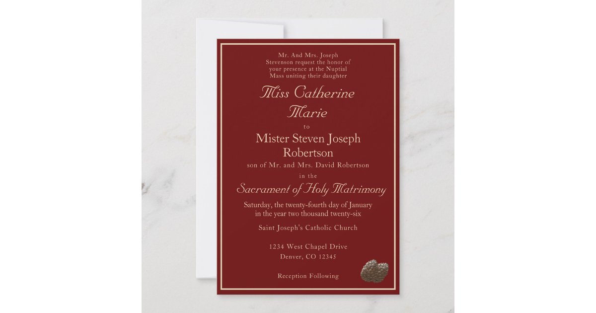 Catholic Winter Wedding Invitation | Zazzle