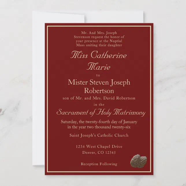 Catholic Winter Wedding Invitation | Zazzle
