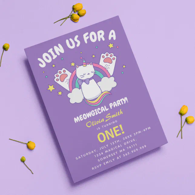 Caticorn Birthday Party Invitation | Zazzle