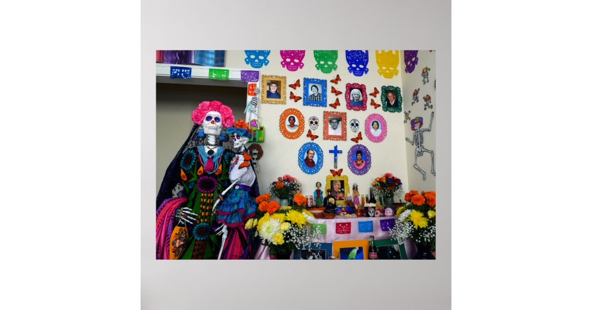 Catrina Mother and Child Ofrenda Poster | Zazzle
