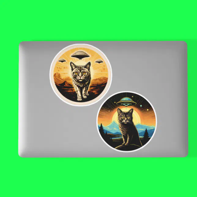 Cats and UFOs Sticker | Zazzle