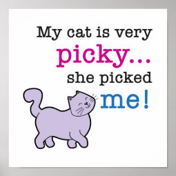 Cats Are Picky Funny Cat Saying Poster | Zazzle