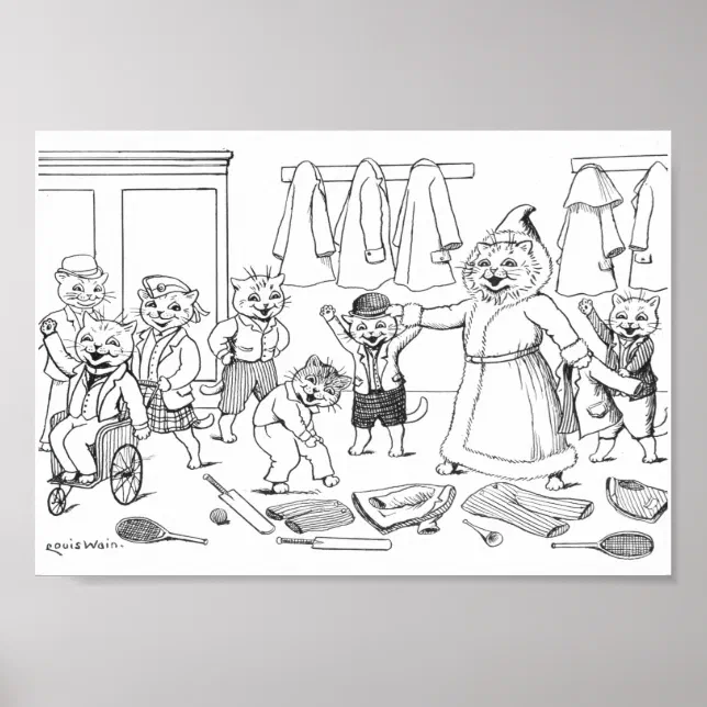 Cats (Coloring Picture), Louis Wain Poster | Zazzle