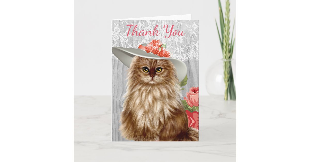 Cats dressed in hats thank you card | Zazzle