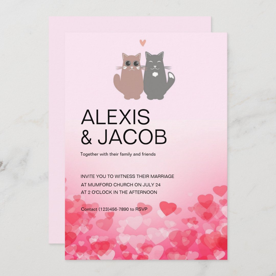 Cats in Love Wedding Invitation | Zazzle