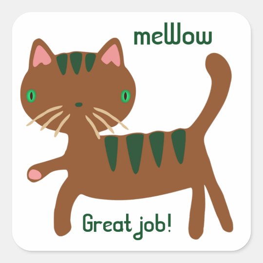 Cat's meWOW Customizable Great Job Sticker Square | Zazzle.com
